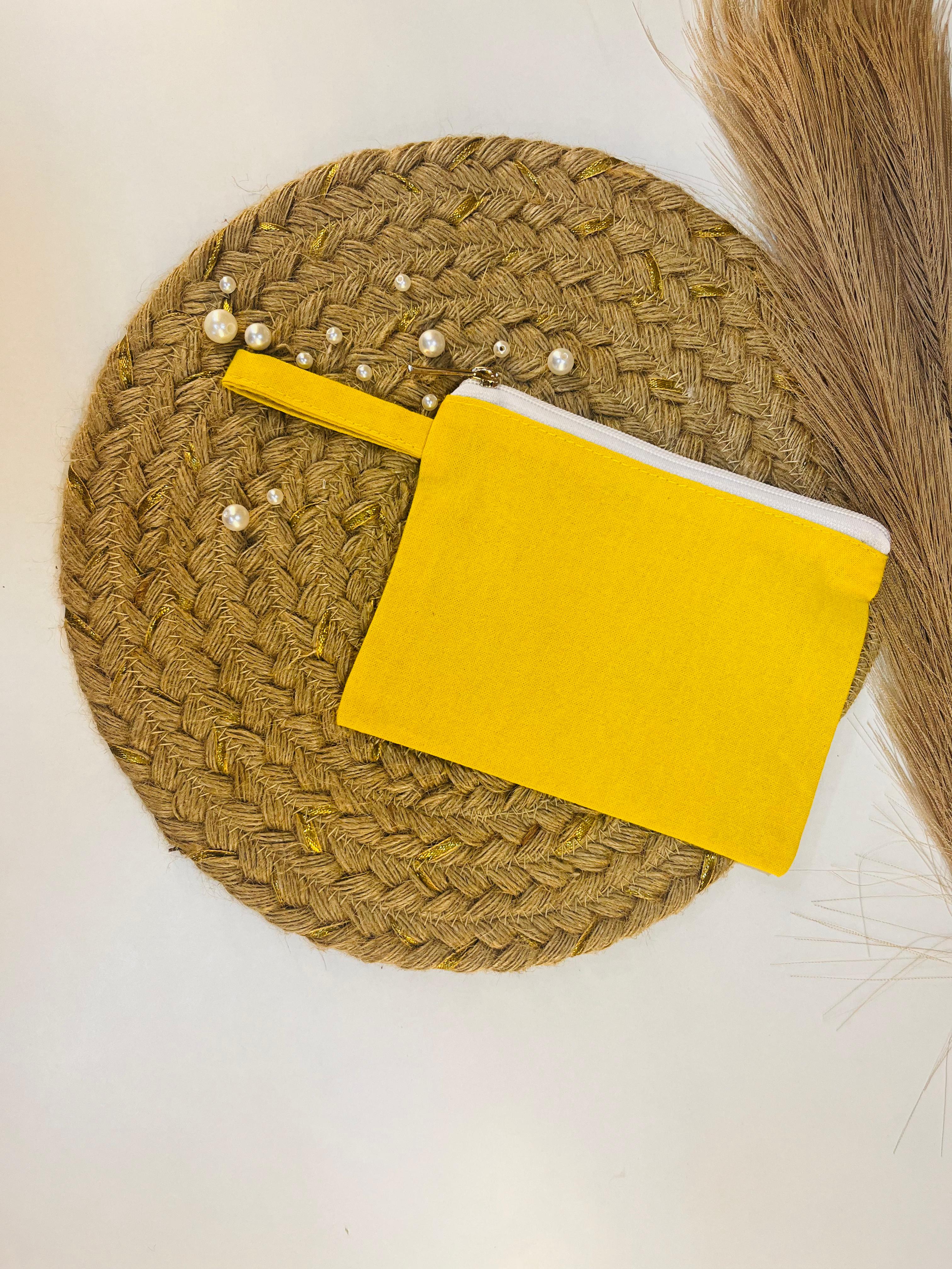 Plain Yellow Mini Utility Pouch - Bright & Functional Organizer – HASHTACK